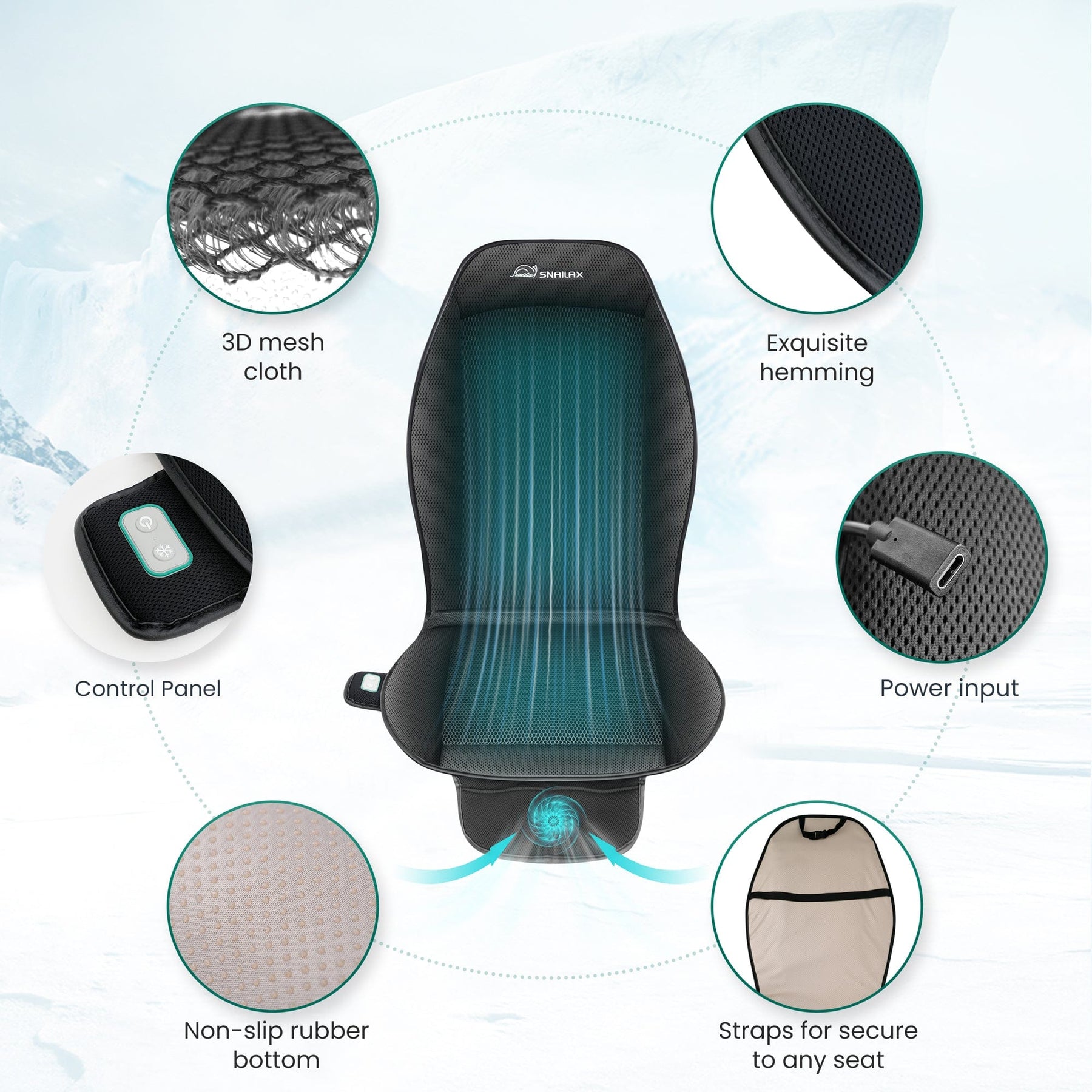 Cooling Car Seat Cover with Fan - Ventilated Mesh for Summer Comfort