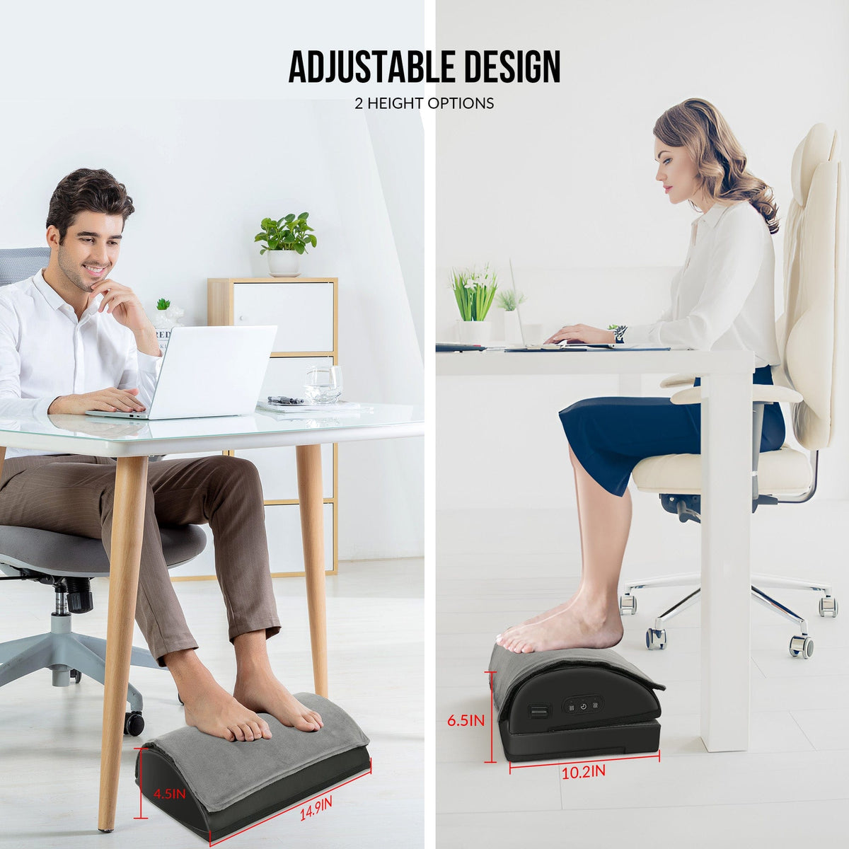 Vibrating Foot Rest for Under Desk - Massage & Heat for Pain Relief