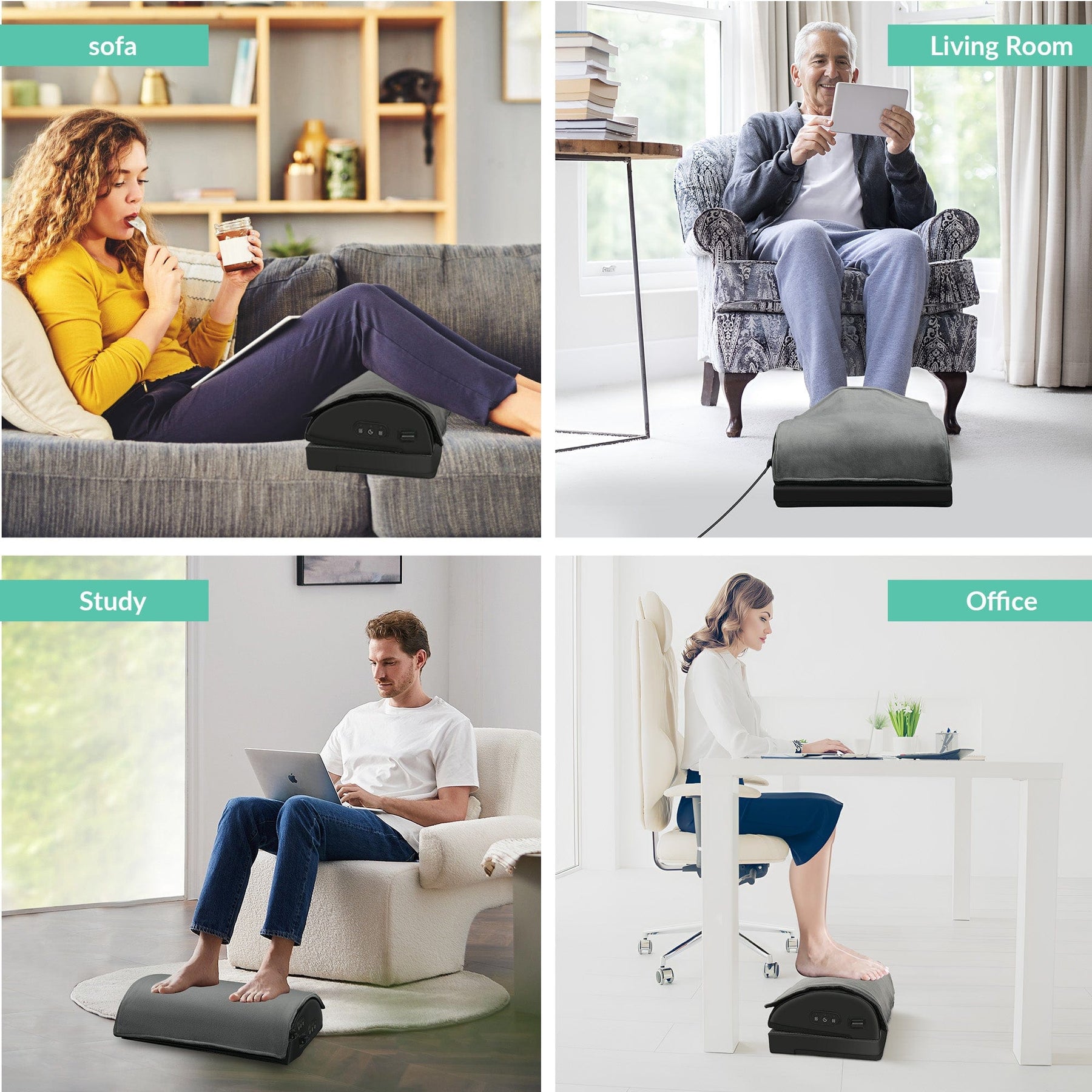Vibrating Foot Rest for Under Desk - Massage & Heat for Pain Relief