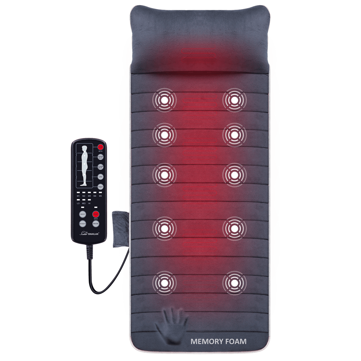 Heated Full Body Massage Mat - Vibration Massage Pad with Memory Foam