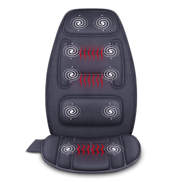 Heated Vibrating Back Massage Pad with Memory Foam - Pain Relief Cushion
